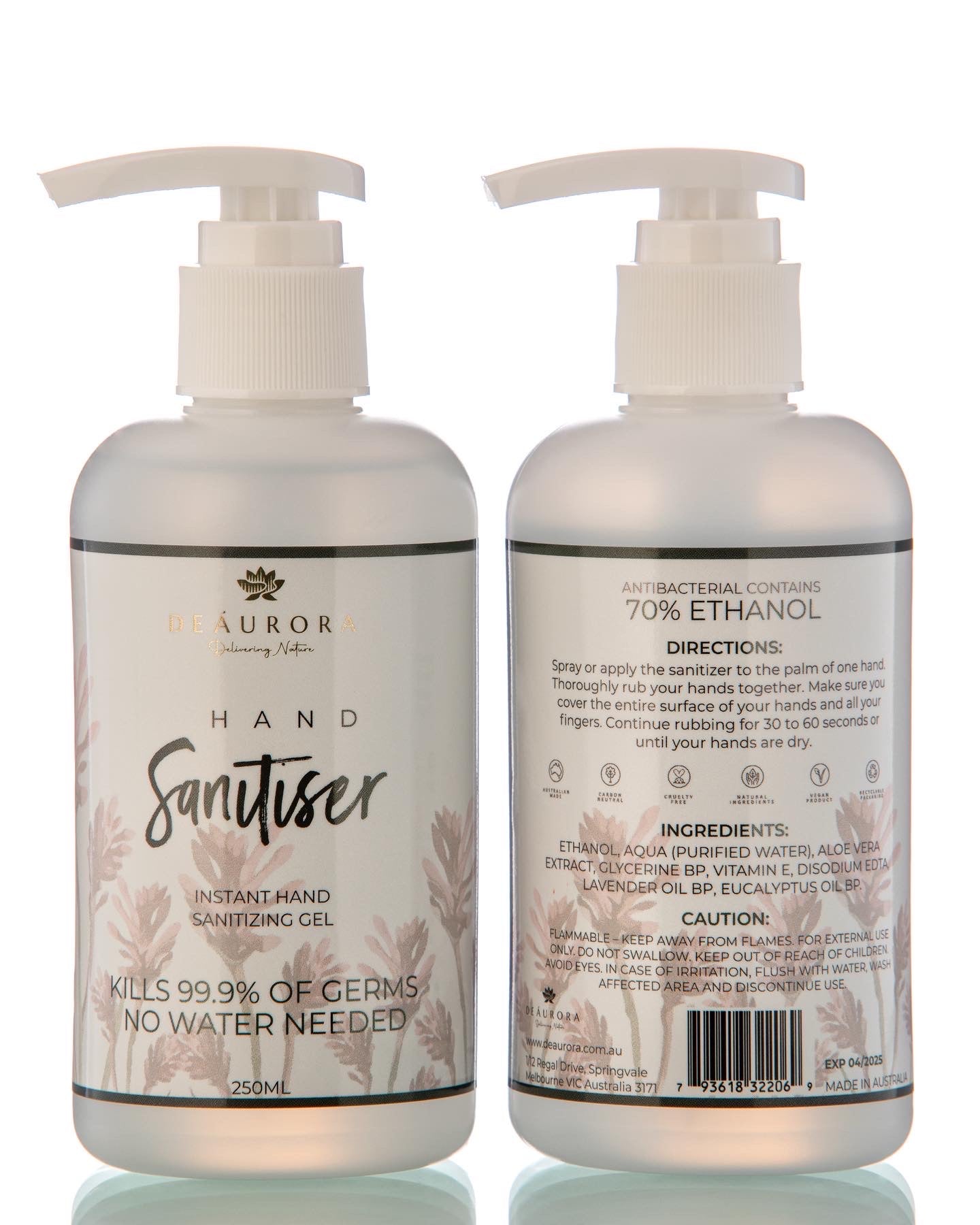 Moisturising Hand Sanitizer Gel 250ml I DeÁurora – De'Aurora